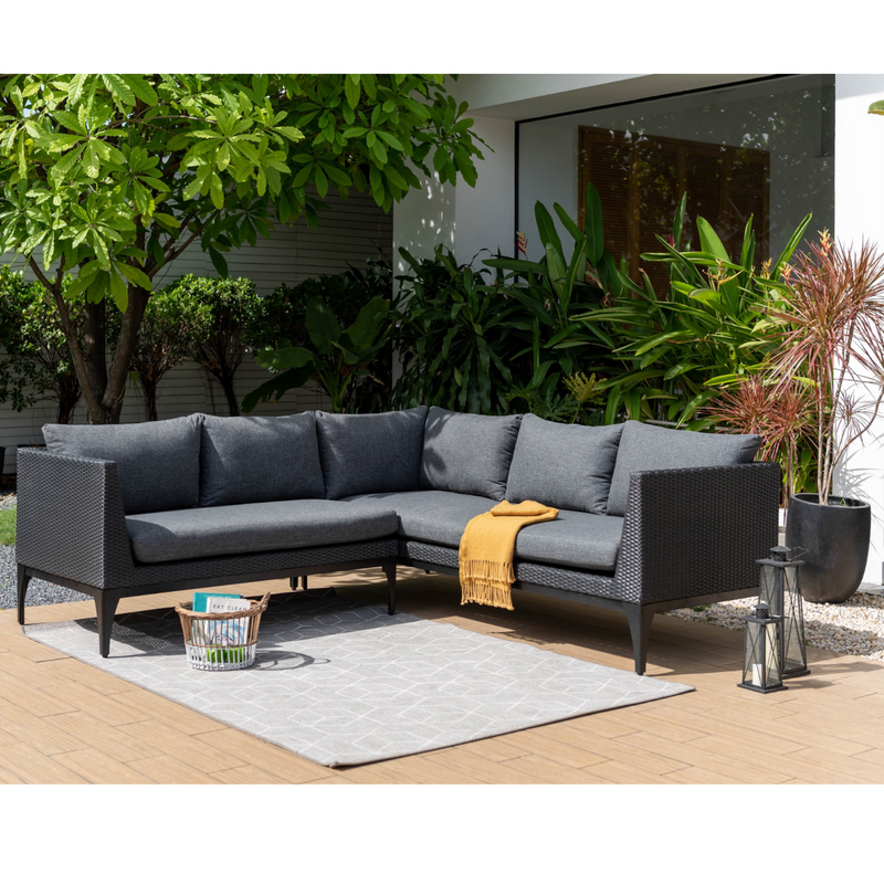 Infinity sofa set including seat and back cushions, black